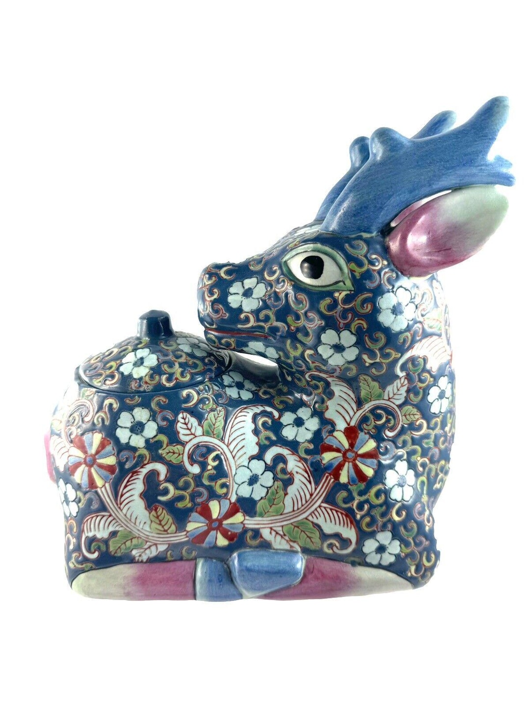 Antique Chinese Porcelain Deer Jar Incense Burner Vessel Lrg ...