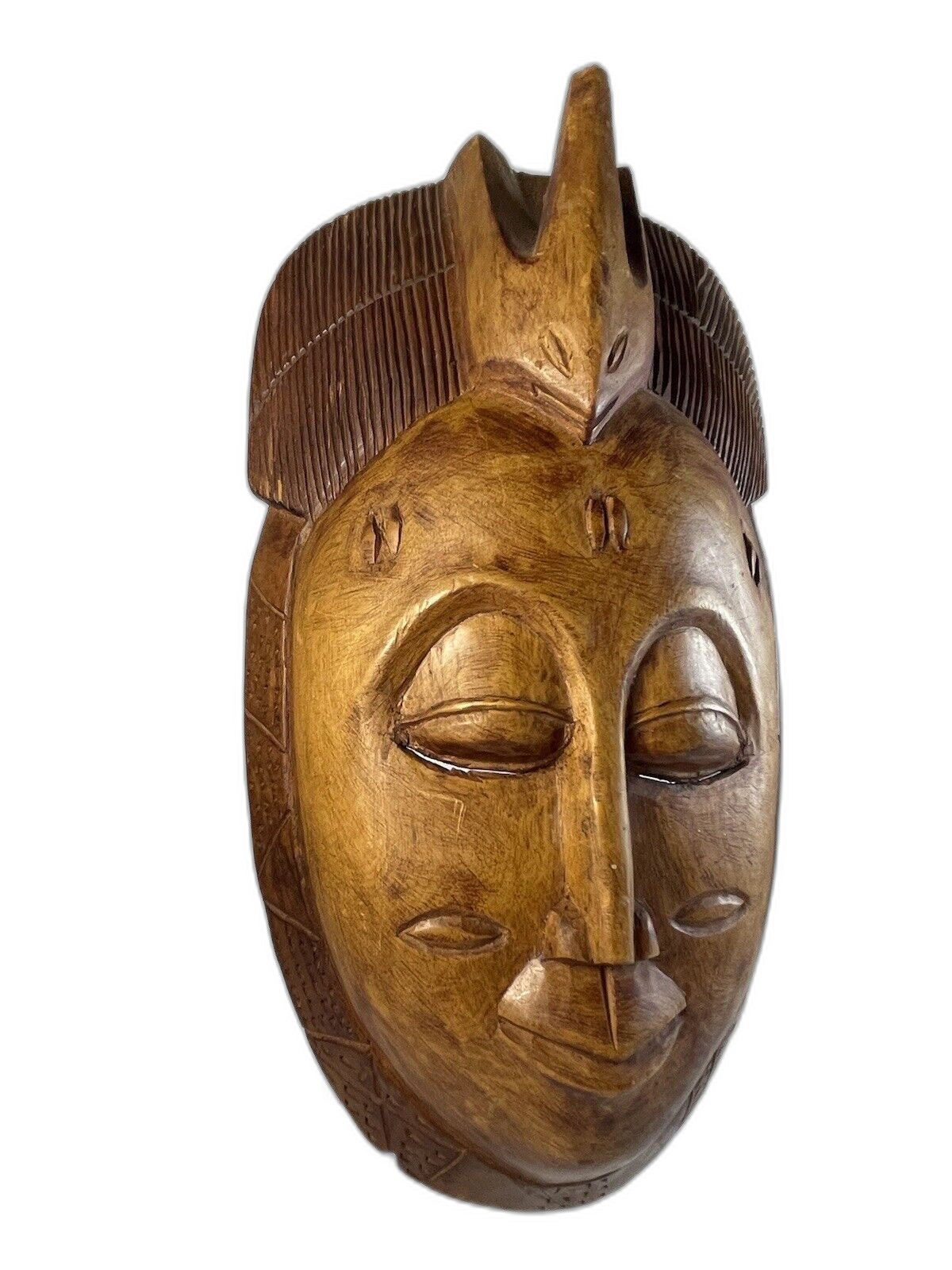 African Wood Face African Tribal Mask From Central Africa Cara Mascara ...