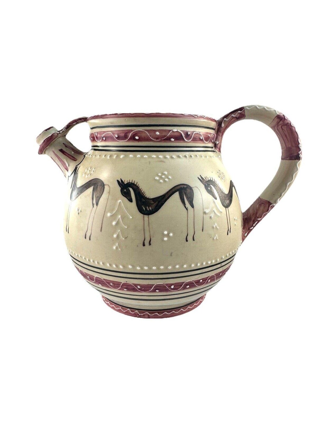 Vintage Deruta Pottery Pitcher Large Hand Painted 1950s Italian Carafe ...