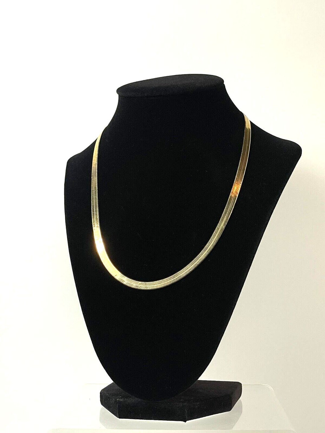 Sterling Silver Gold Tone Herringbone Chain Link Necklace 18" - Etsy