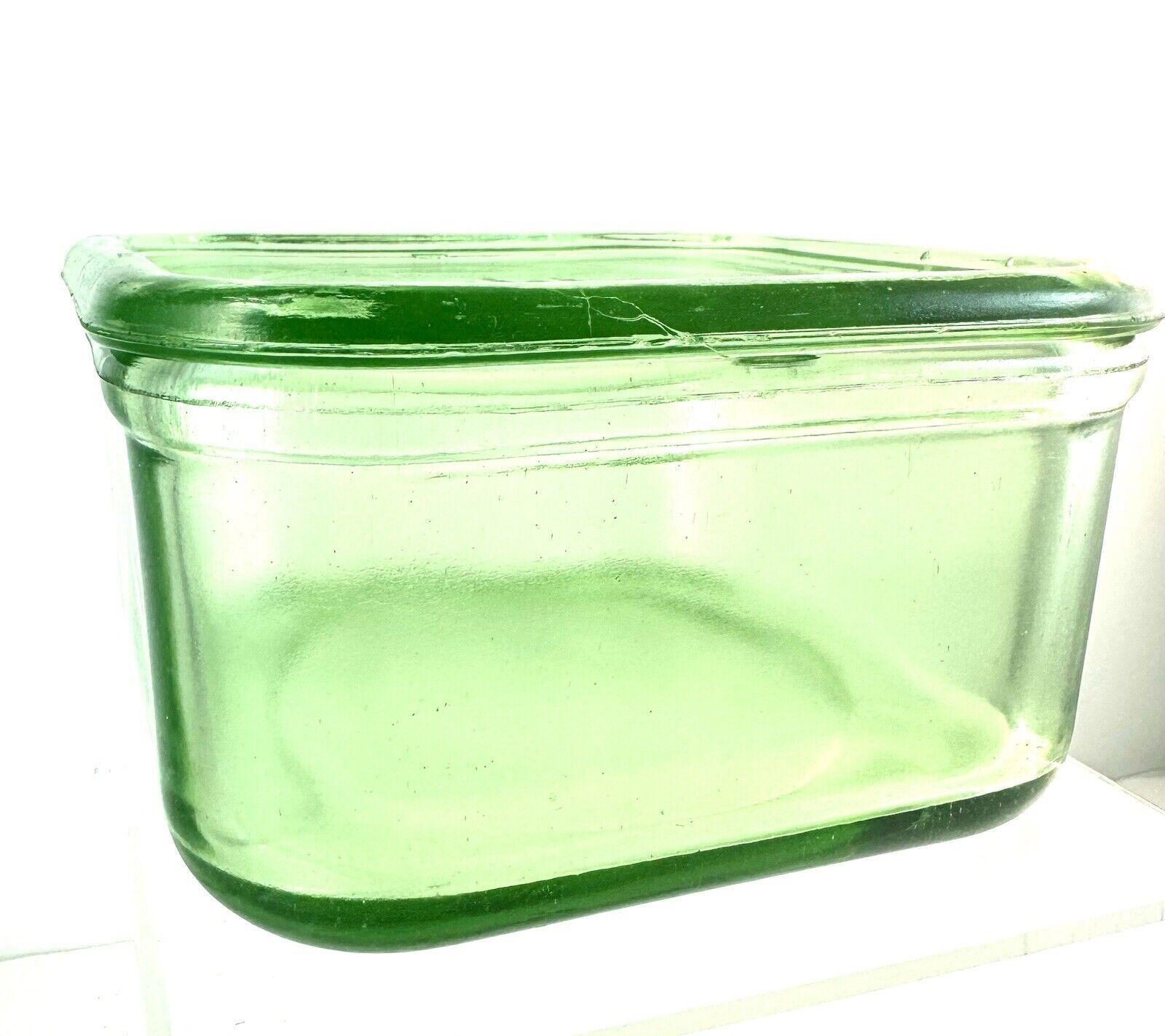 Vintage Uranium Glass Refrigerator Container Deep Square With Lid - Etsy