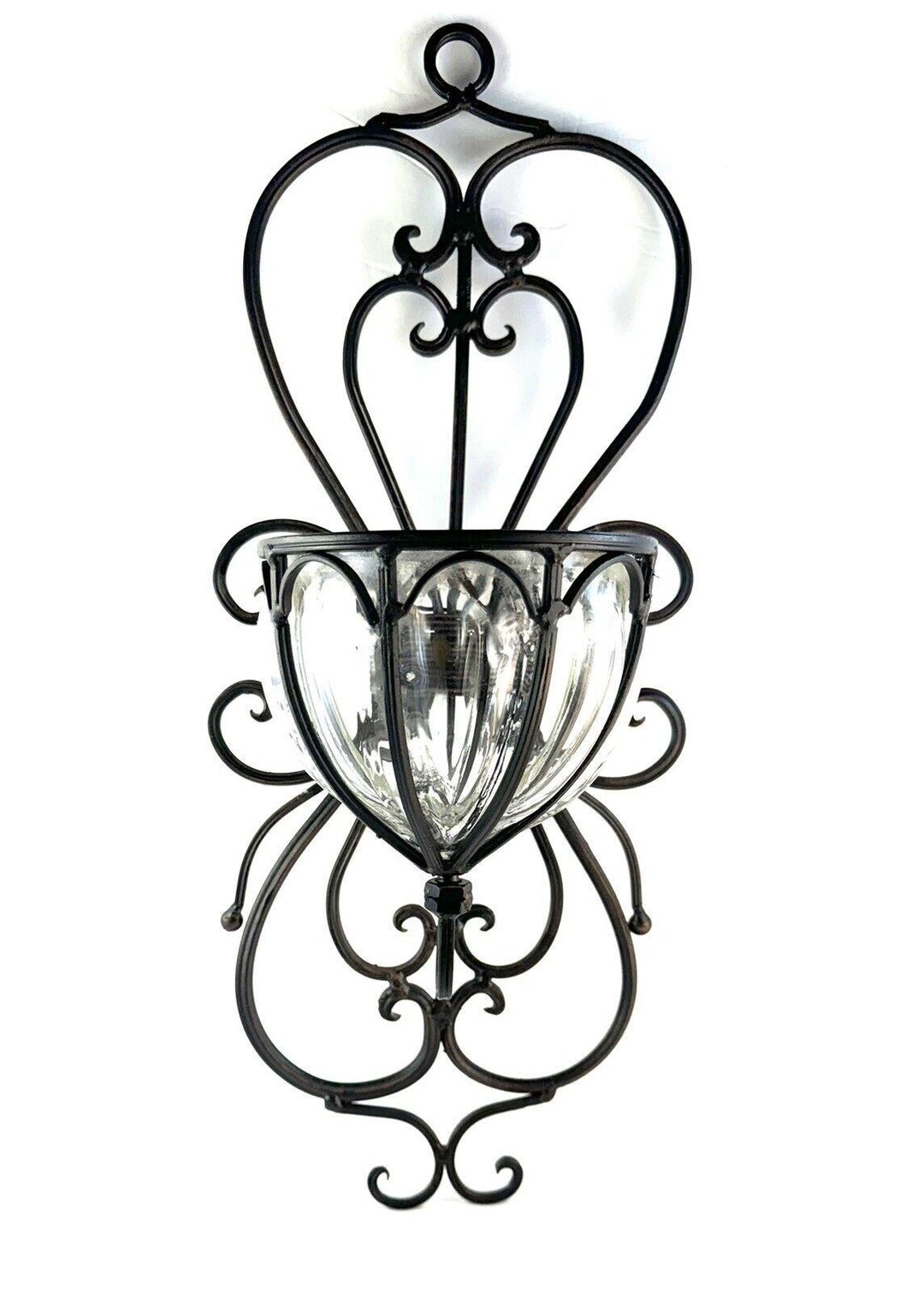 Vtg Iron Caged Glass Wall Sconce / Planter 17 Inches - Etsy