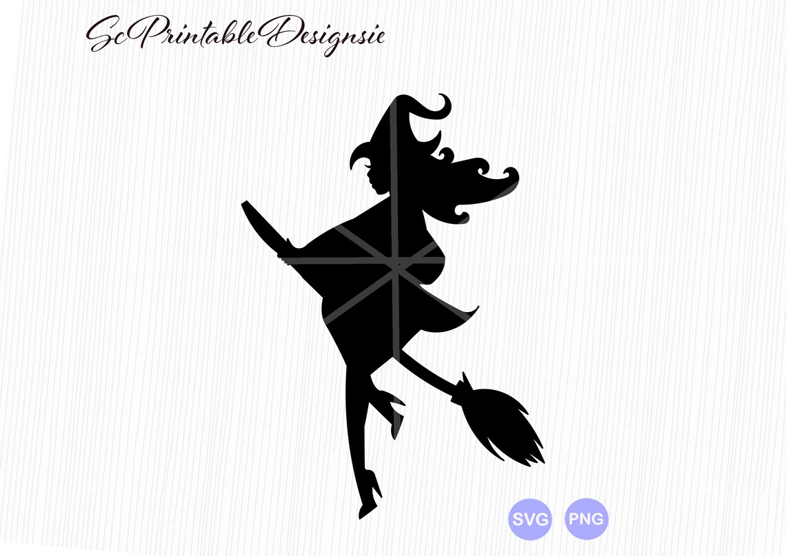 Witch Svg Witch on Broom Svg Flying Witch Svg Witch Clip - Etsy