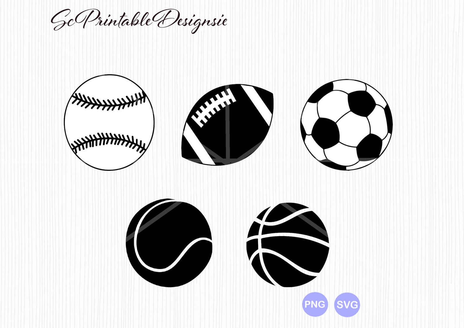 Sports Balls Svg, Sports Ball Bundle, Soccer Svg, Tennis Svg, Baseball ...