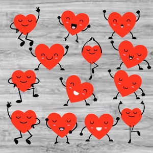 Heart Bundle,dancing Hearts Svg,happy Hearts Svg,heart Clipart, Love ...