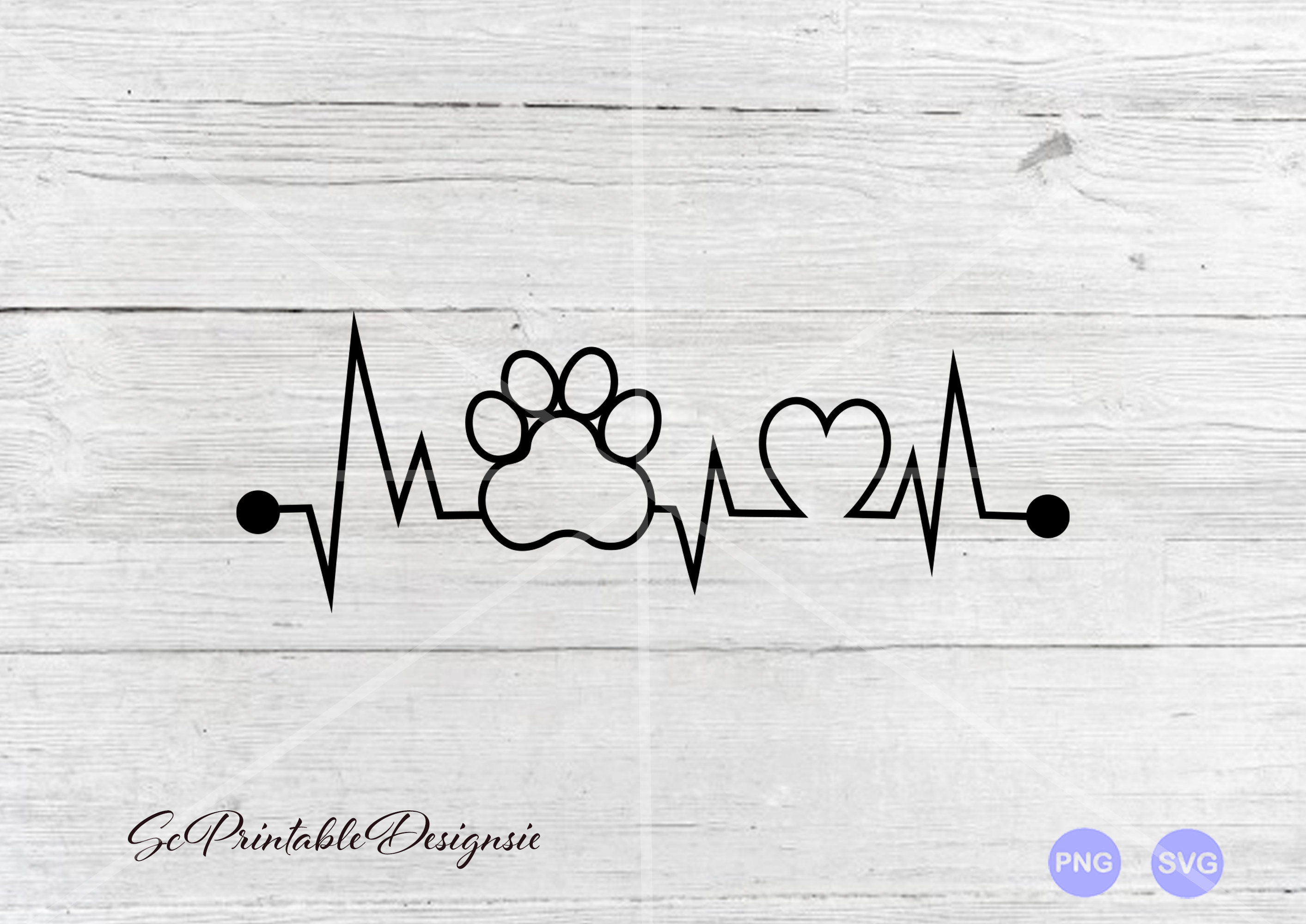 Paw Heartbeat Svg, Heartbeat Svg, Heartbeat Love Paw Svg, Puppy Love ...