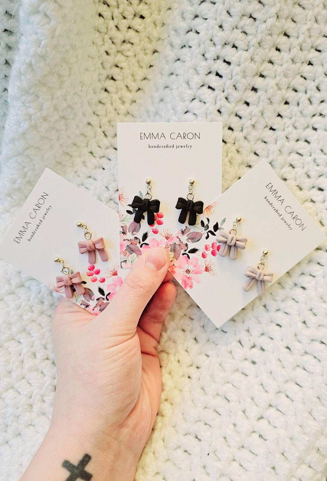 Bow Post Studs •handmade With Polymer Clay - Etsy