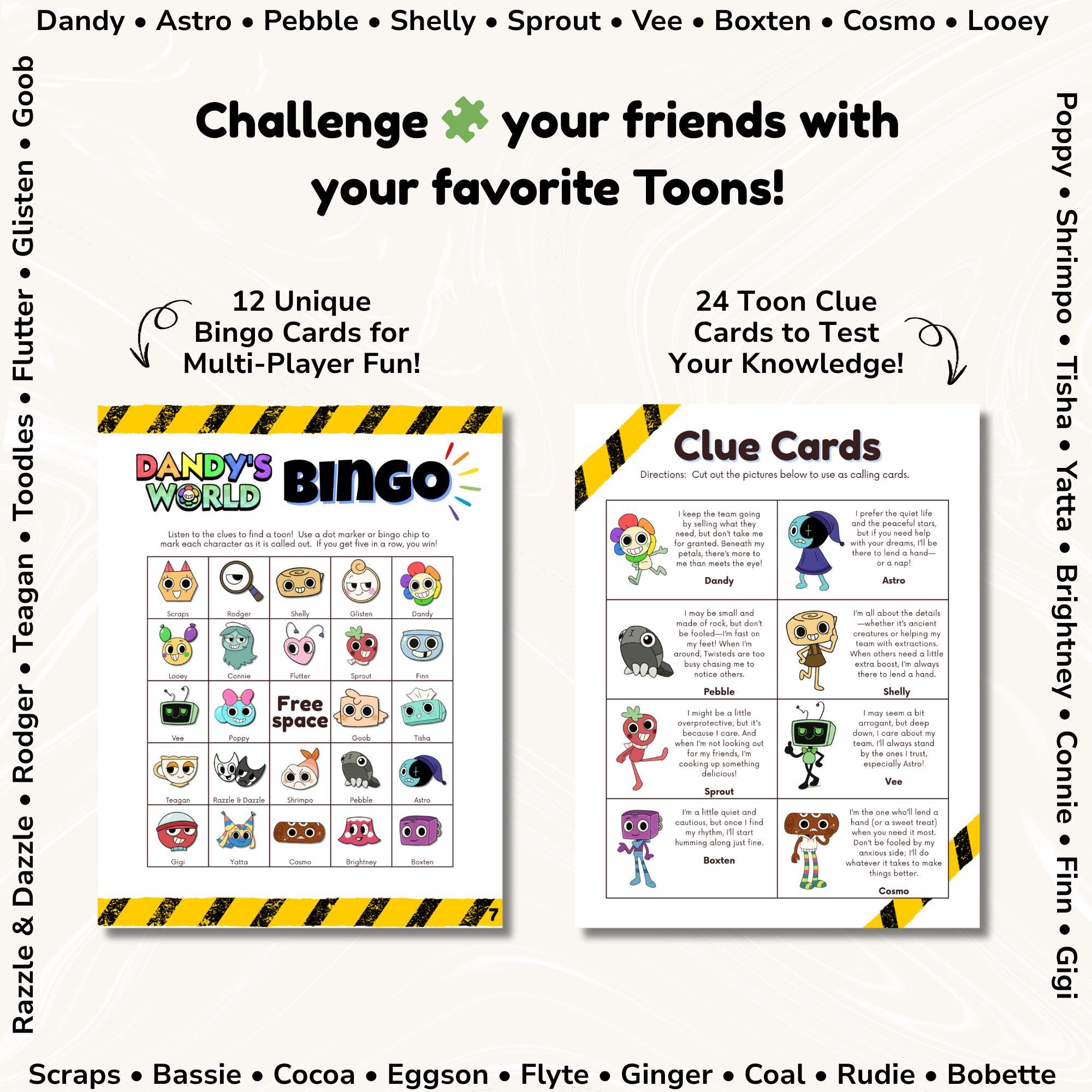 Dandy's World Bingo & Toon Clue Game: Birthday Party Fun (PDF Download ...
