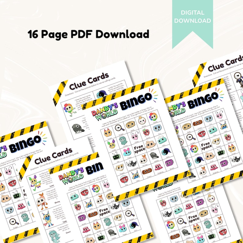 Dandy's World Bingo & Toon Clue Game: Birthday Party Fun (PDF Download ...