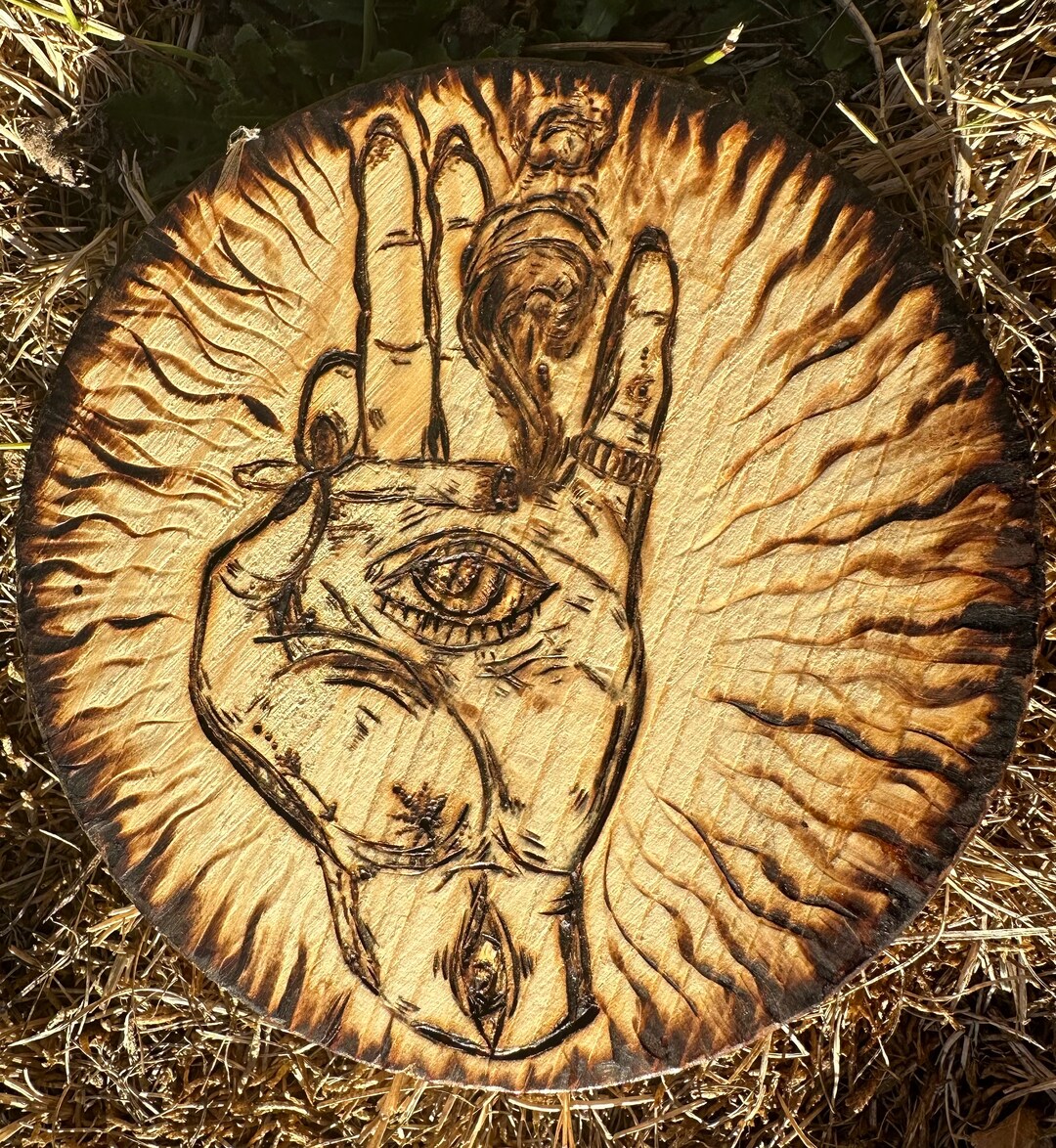 All Seeing Eye Smoking - Wood Burned Pyrography Artwork - Psychedelic ...