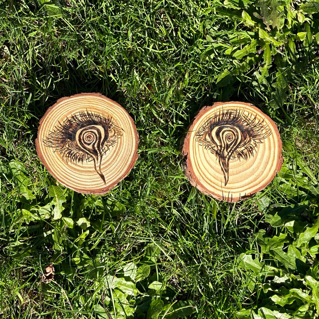 Trippy Drippy: Twin Hypnotic Visions - Wood Burned Pyrography Artwork ...