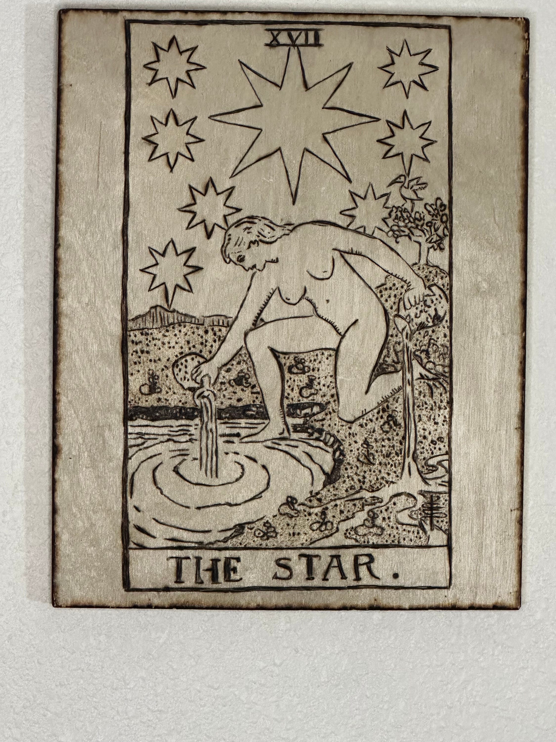 The Star - Rider Waite Tarot Card - Wood Burned Pyrography Artwork - Etsy