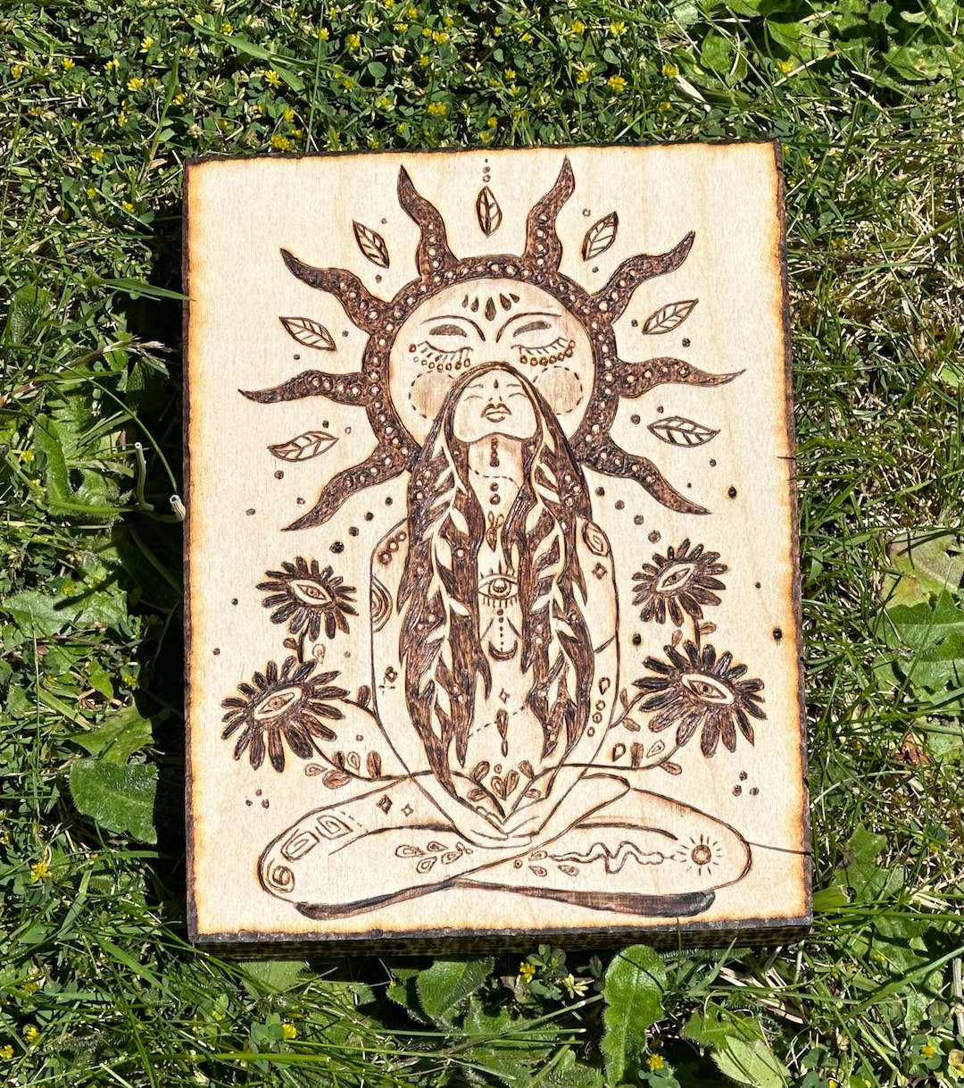 Earth's Serenity - Wood Burned Pyrography Artwork - Psychedelic/trippy ...