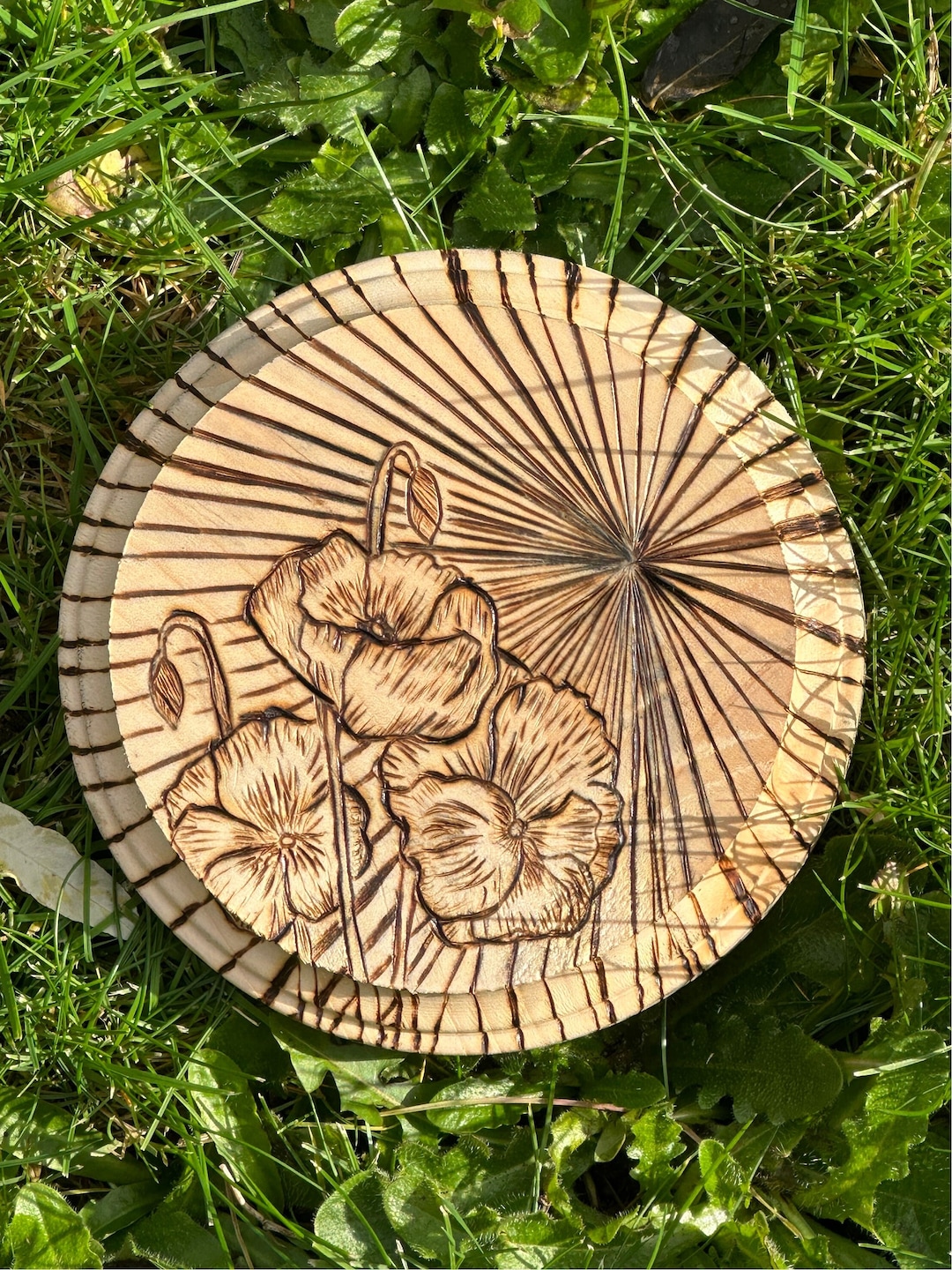 Poppies in Celestial Embrace - Wood Burned Pyrography Artwork - Etsy