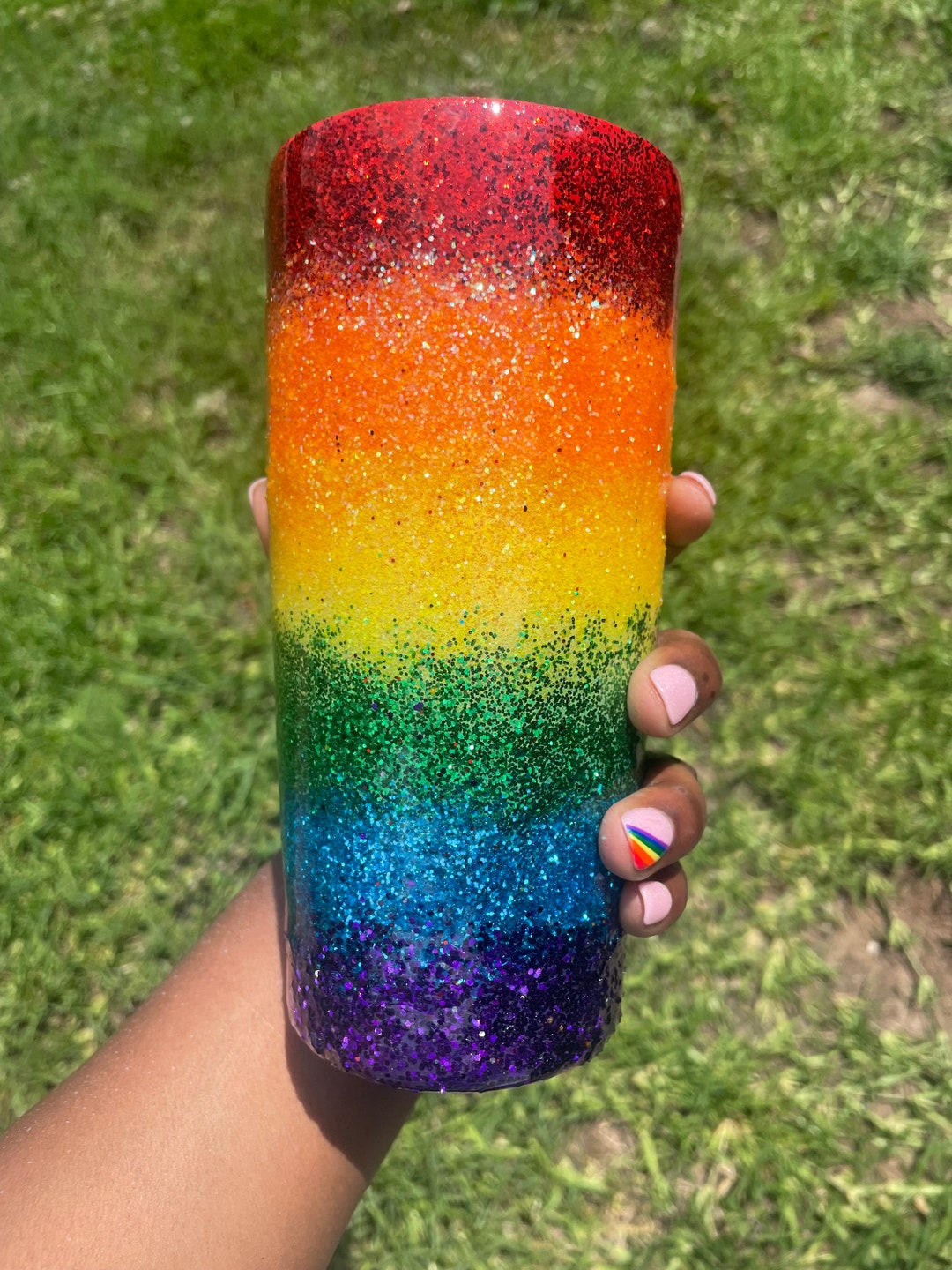 Personalized Glitter Rainbow Pride Tumbler Custom Insulated Cup Gay ...