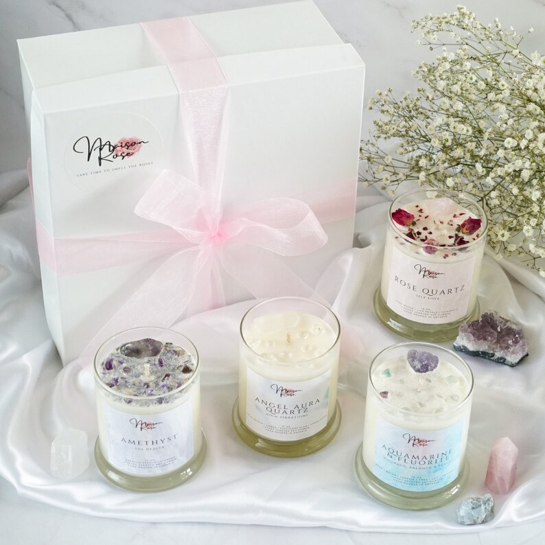 Crystal Healing Gift Box, Gifts, Gemstone Candles, Gift Box, Gift Set ...