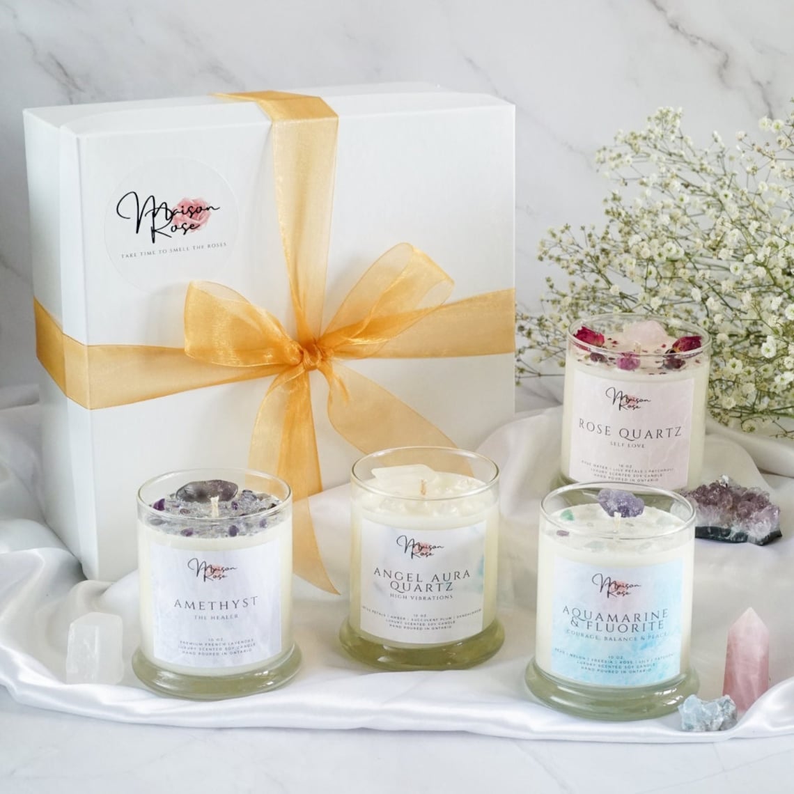 Crystal Healing Gift Box, Gifts, Gemstone Candles, Gift Box, Gift Set ...