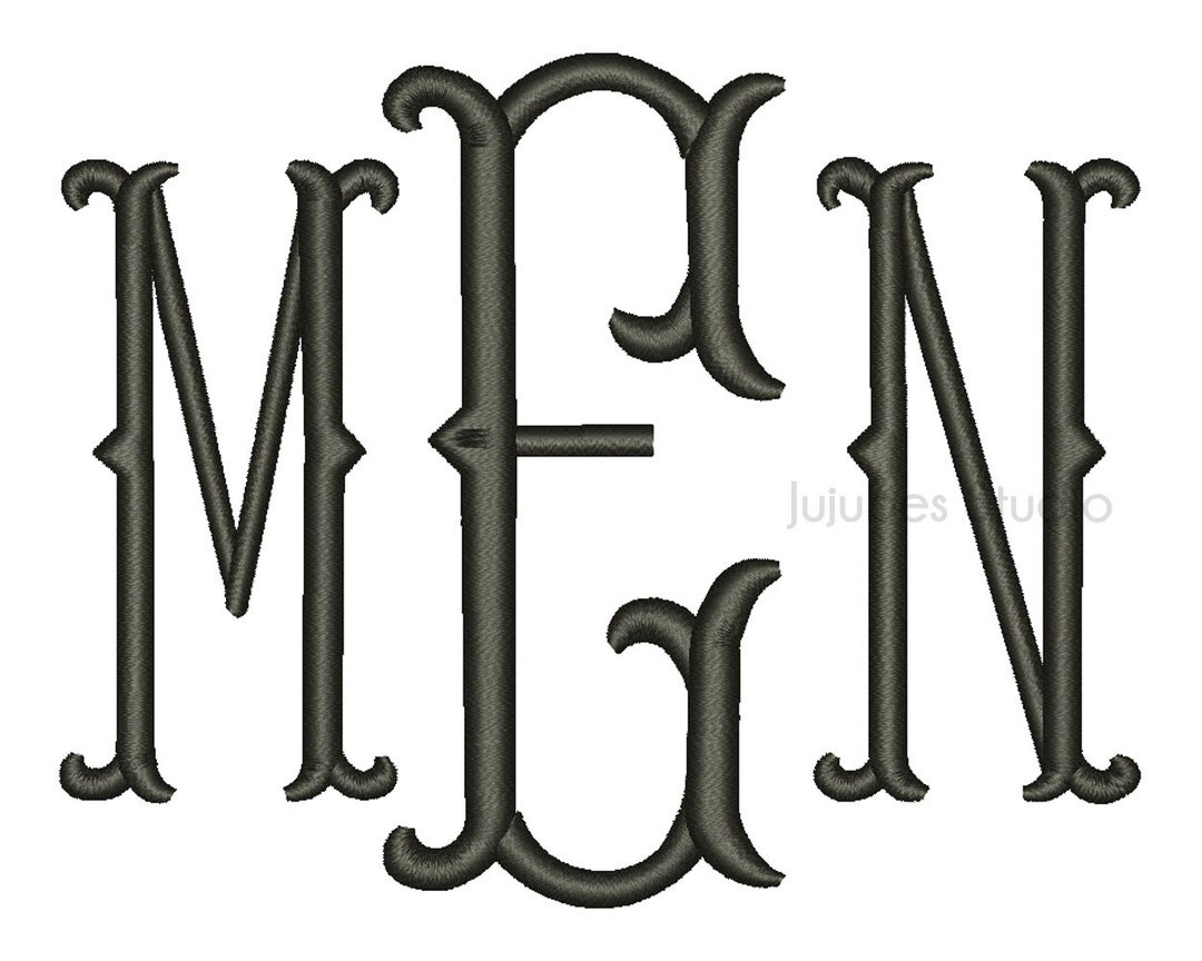 7 Sizes Fishtail Monogram Fonts, Embroidery Fonts BX, Embroidery ...
