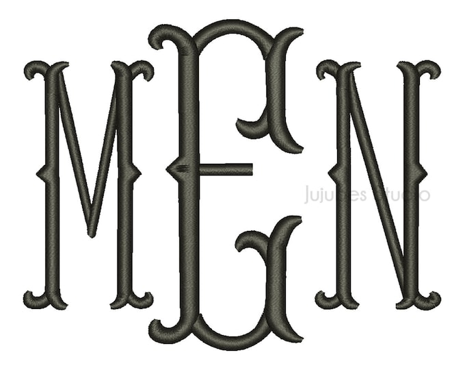 7 Sizes Fishtail Monogram Fonts Embroidery Fonts BX - Etsy