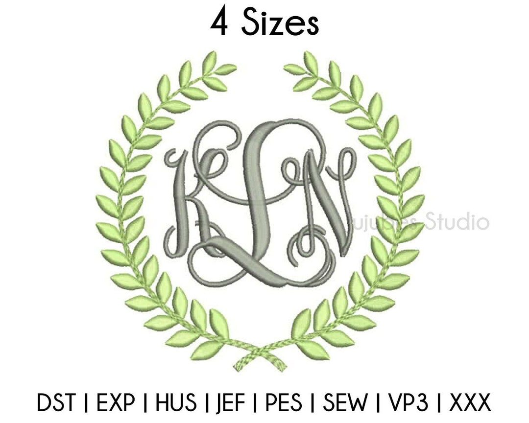 4 Sizes Leaf Monogram Border Embroidery Designs, Monogram Embroidery ...