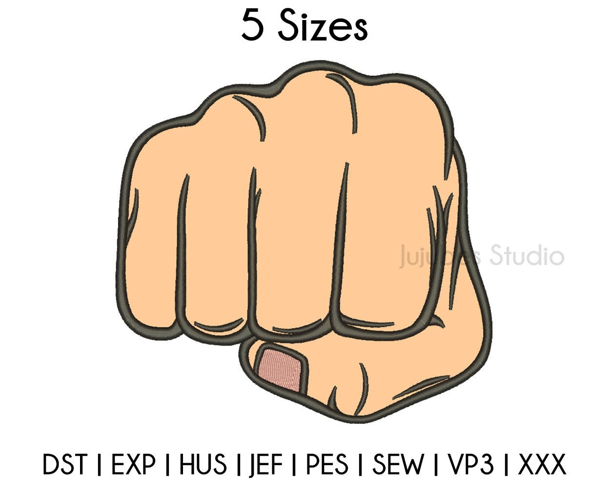 5 Sizes Fist Punch Applique Embroidery Designs, Hand Embroidery ...