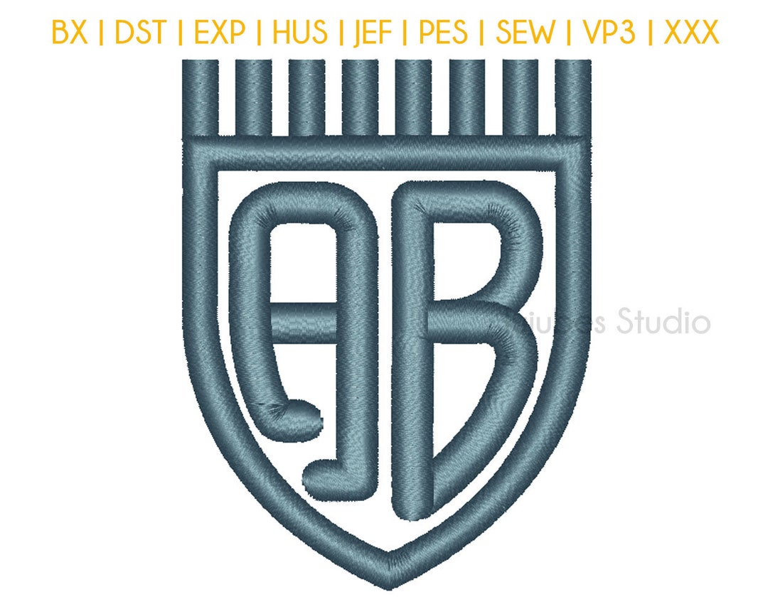 5 Sizes 2 Letters Shield Monogram Fonts, Embroidery Fonts BX ...