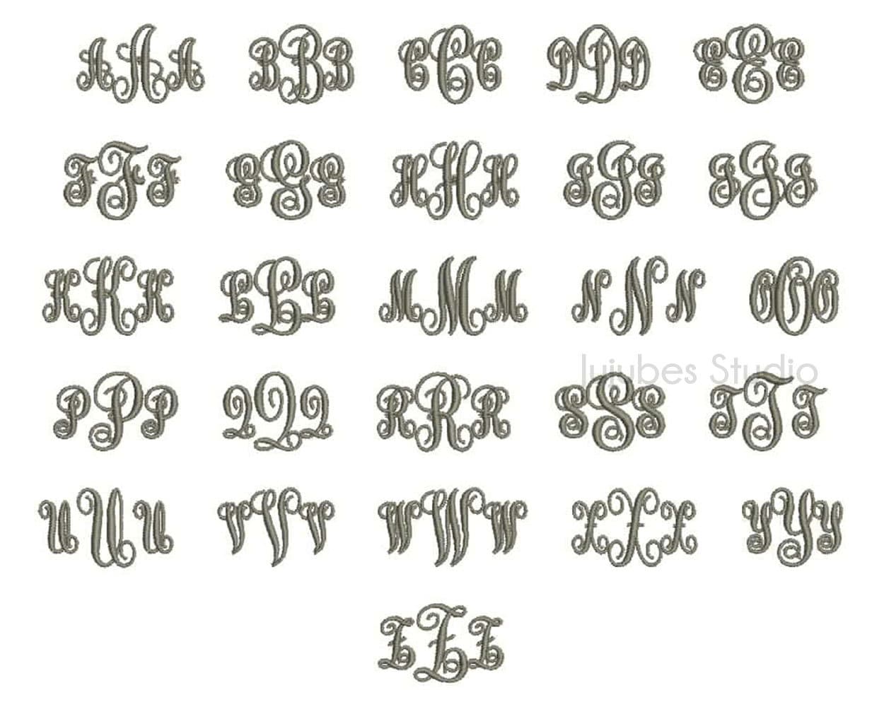 3 Sizes Interlocking Monogram Fonts Embroidery Fonts BX - Etsy Canada