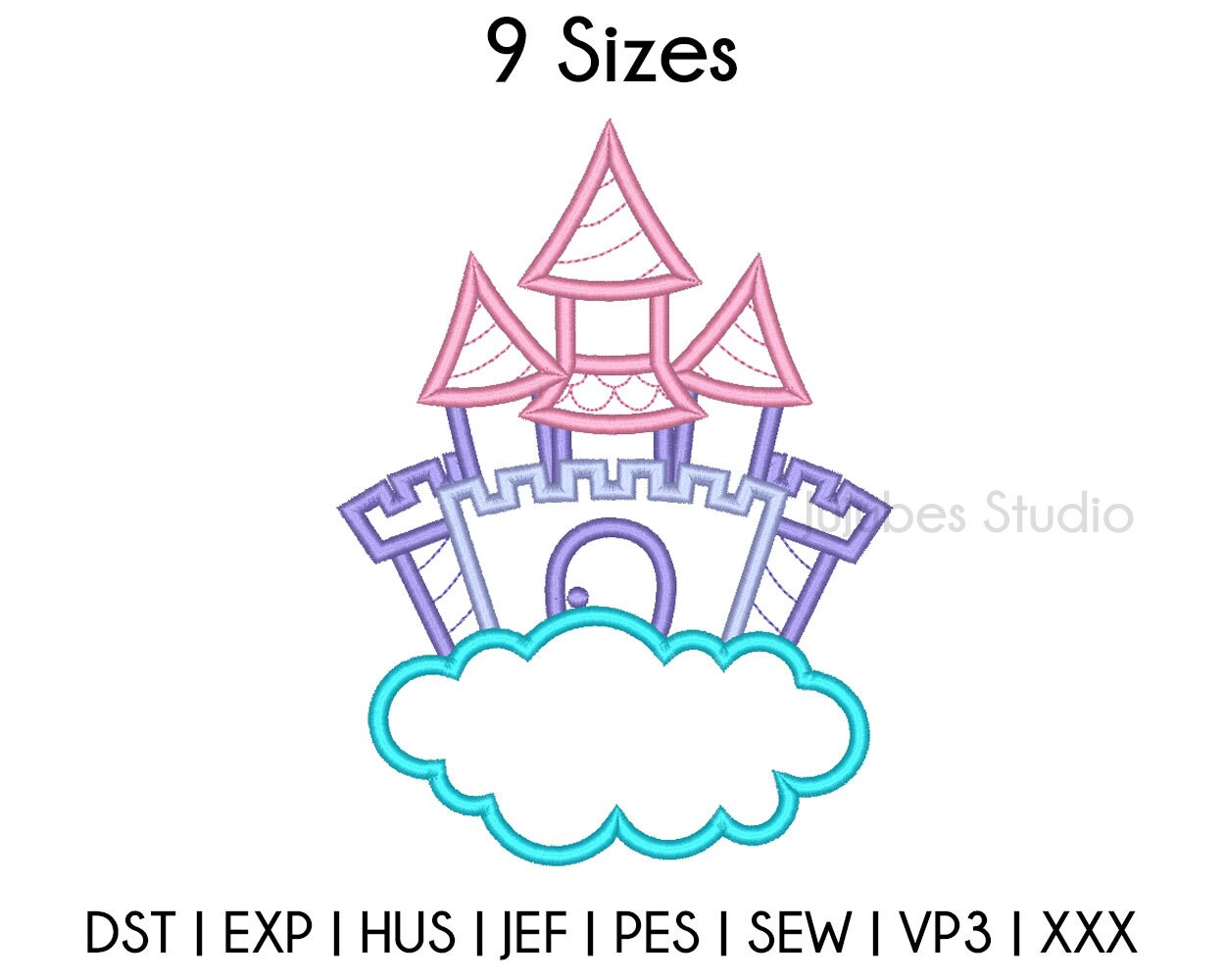 9 Sizes Castle Applique Embroidery Designs, Castle Embroidery Applique ...