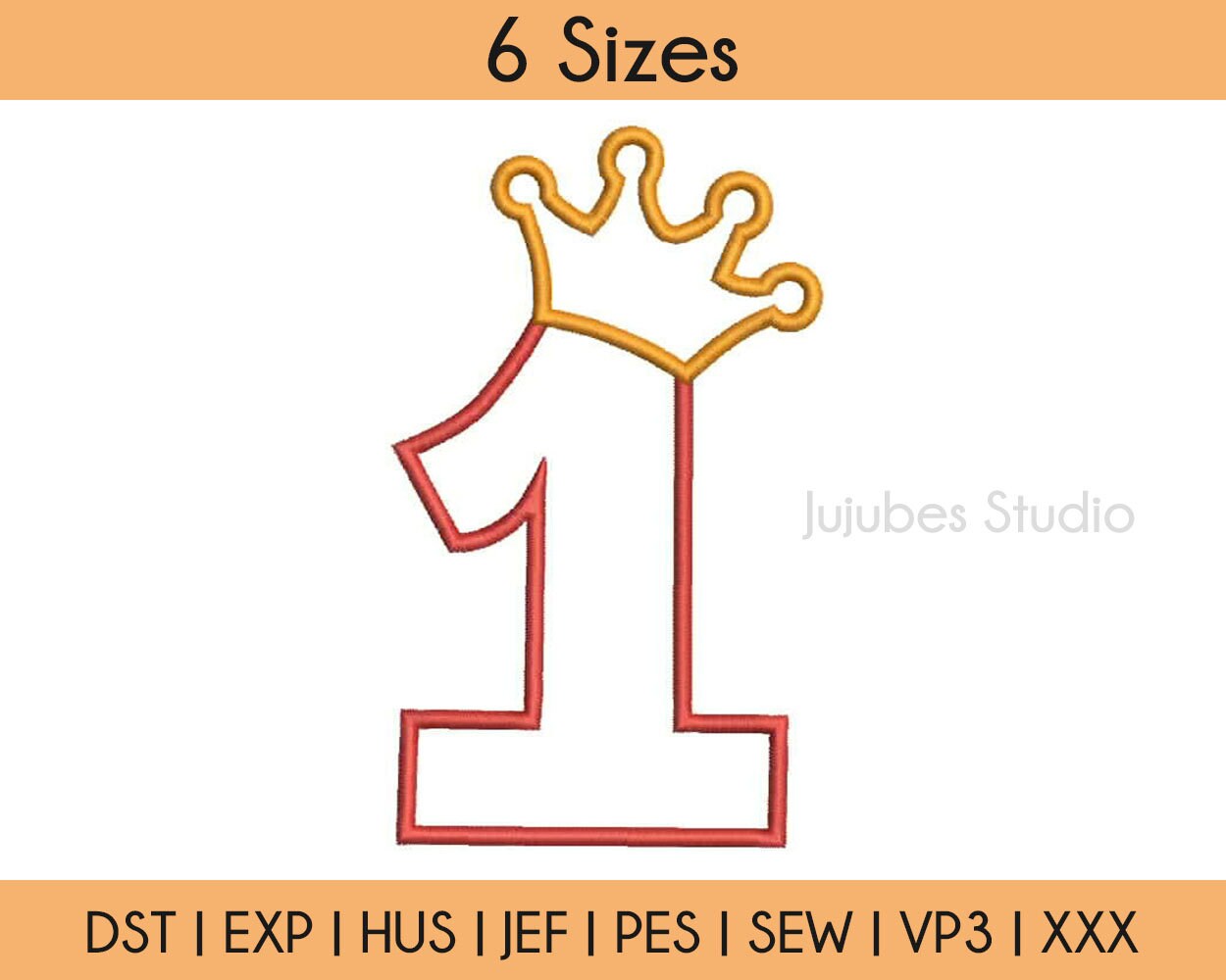 6 Sizes Number One Applique Embroidery Designs Number | Etsy