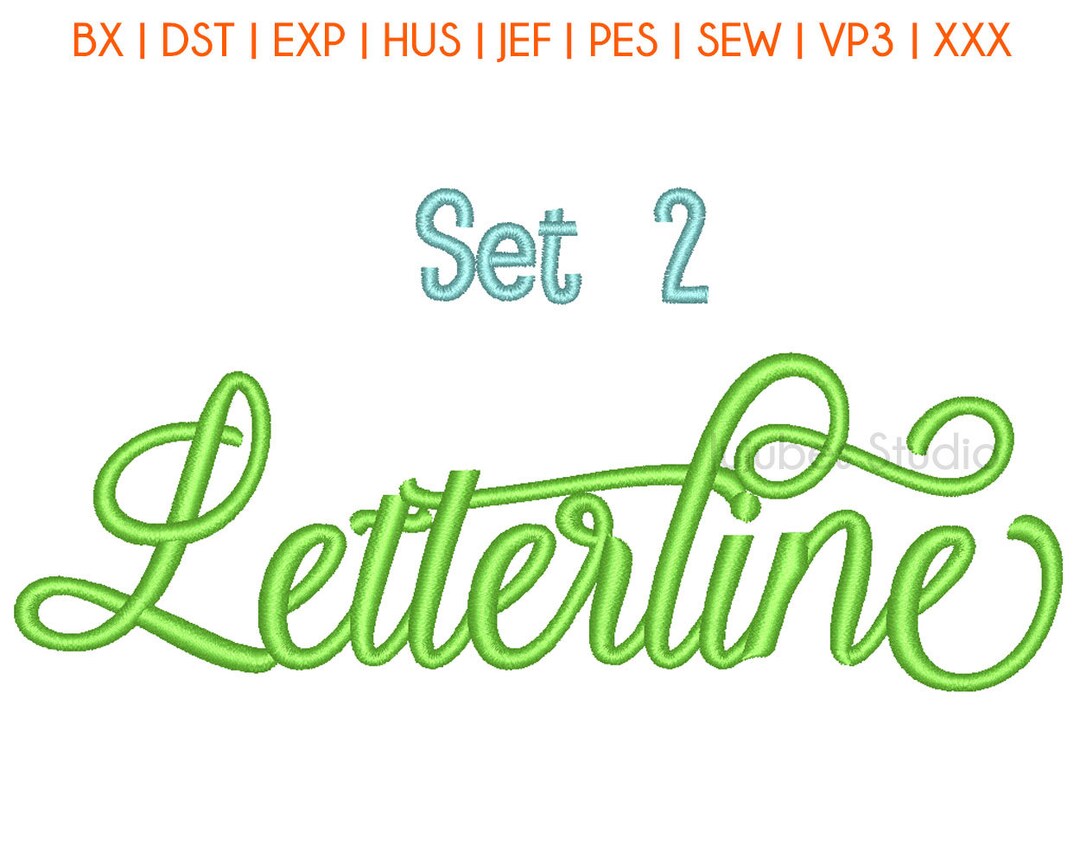 5 Sizes Set 2 Letterline Embroidery Font, Embroidery Fonts BX ...
