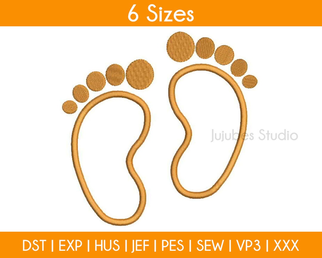 6 Sizes Foot Stamp Applique Embroidery Designs, Foot Stamp Applique ...