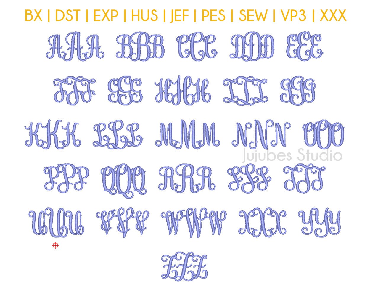 5 Sizes Simple Monogram Fonts Embroidery Fonts BX Embroidery | Etsy