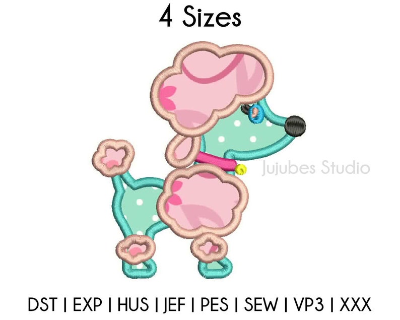 4 Größen Paris Pudel Applikation Stickdatei Pudel Stickdatei - Etsy.de