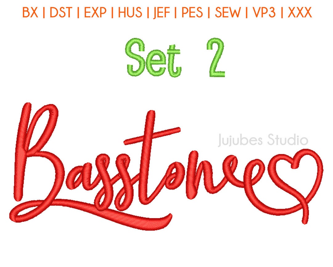 5 Sizes Set 2 Basston Embroidery Font, Embroidery Fonts BX, Embroidery Designs, Machine ...