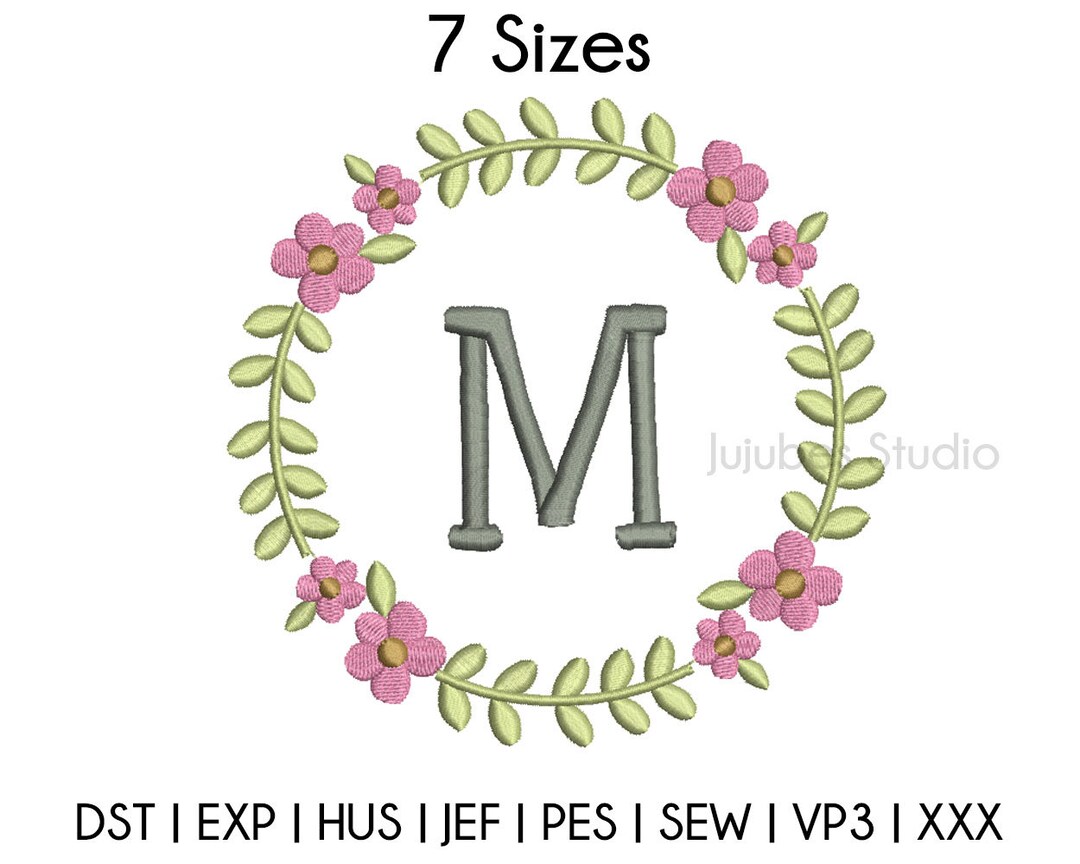 7 Sizes Flower Monogram Border Embroidery Designs, Monogram Embroidery ...