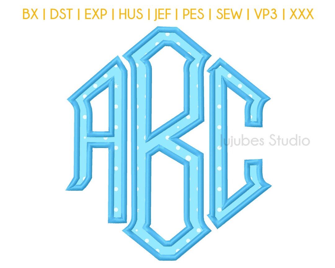 11 Sizes Point Applique Monogram Fonts, Embroidery Fonts BX, Embroidery ...
