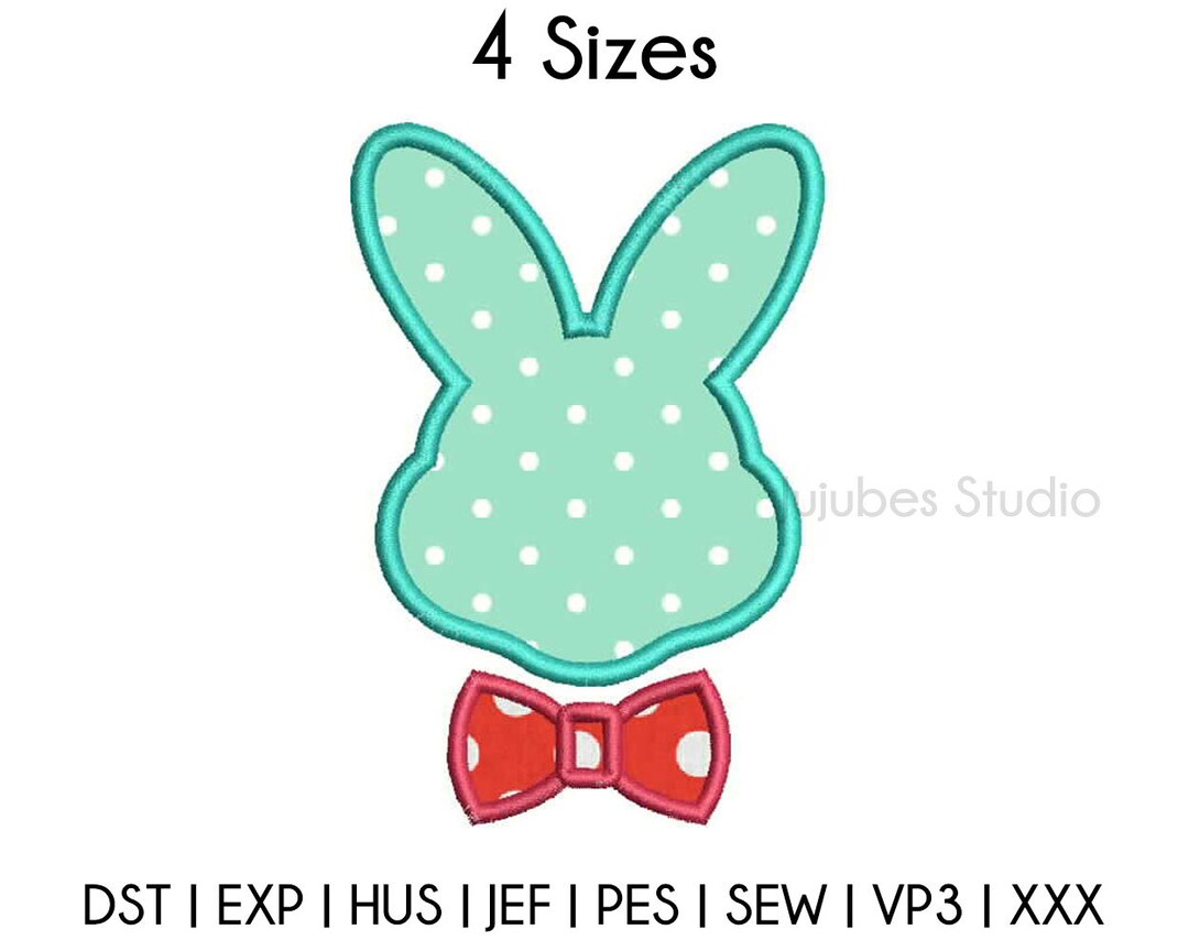4 Sizes Bunny Applique Embroidery Designs, Rabbit Applique Design ...