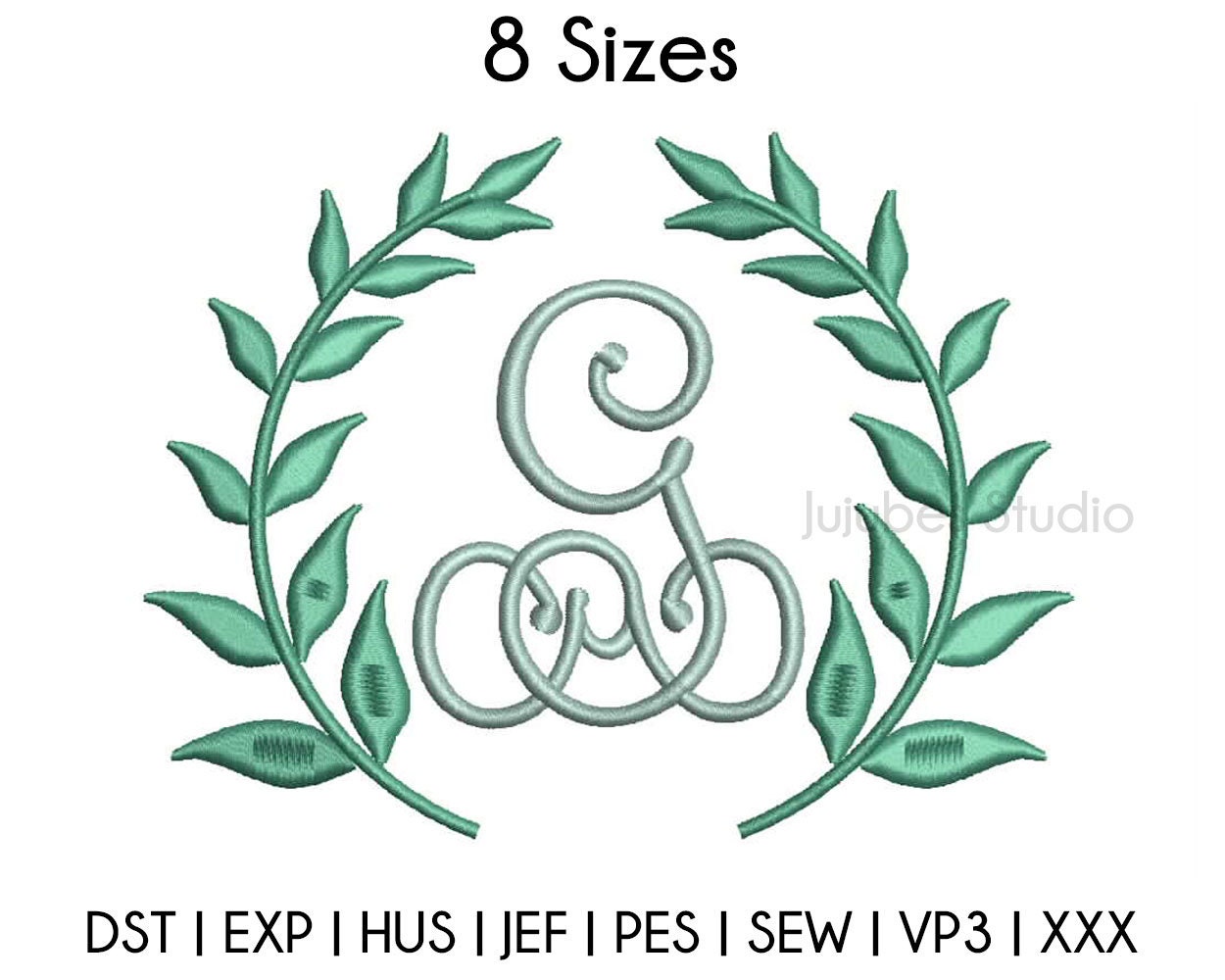 8 Sizes Leaf Monogram Border Embroidery Designs Monogram | Etsy