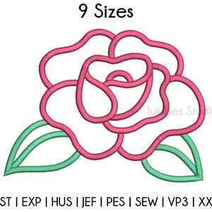9 Sizes Rose Applique Embroidery Designs, Rose Embroidery Applique ...