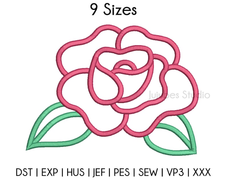 9 Sizes Rose Applique Embroidery Designs Rose Embroidery | Etsy