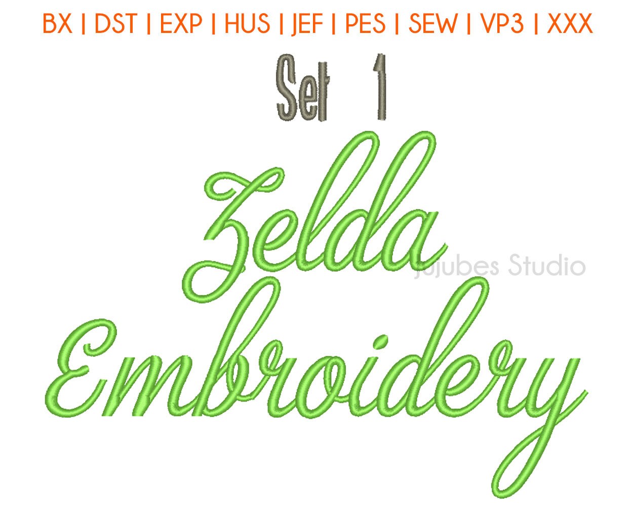 5 Sizes Set 1 Zelda Embroidery Font Embroidery Fonts BX | Etsy