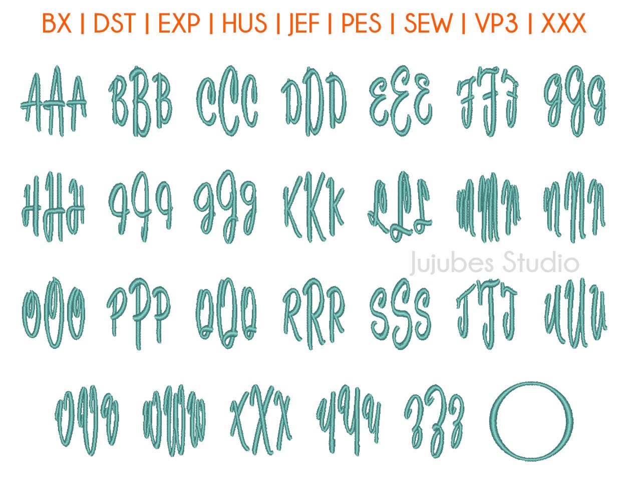 7 Sizes Cr Monogram Fonts Embroidery Fonts BX Embroidery | Etsy