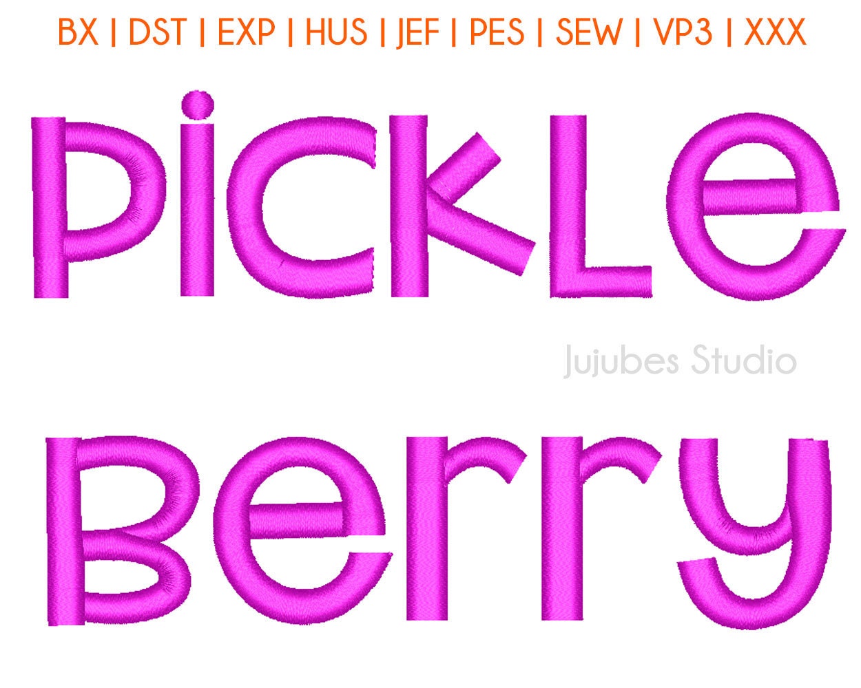 6 Sizes Pickle Embroidery Font Embroidery Fonts BX - Etsy