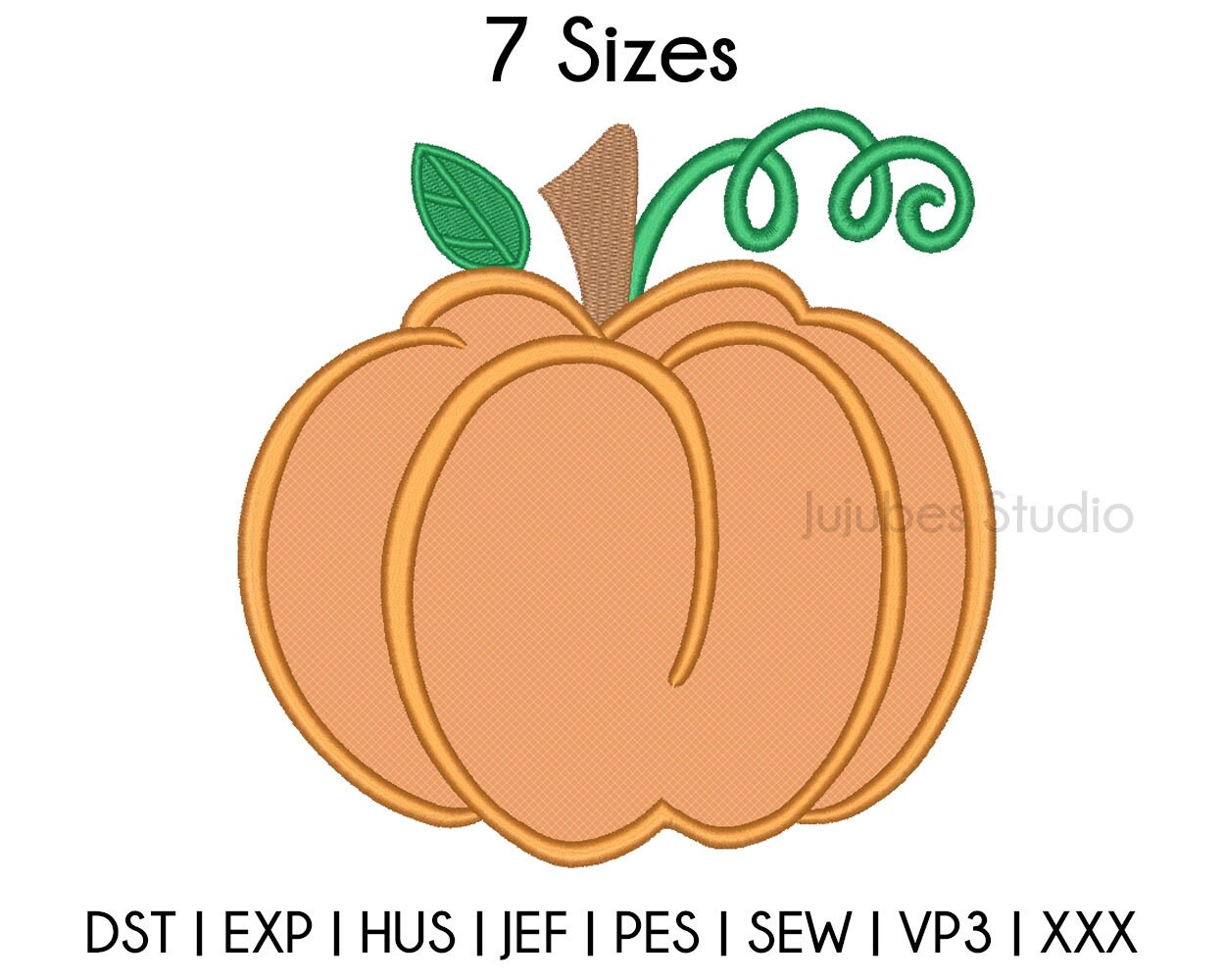 7 Sizes Pumpkin Applique Embroidery Designs, Halloween Embroidery Applique Design, Machine ...