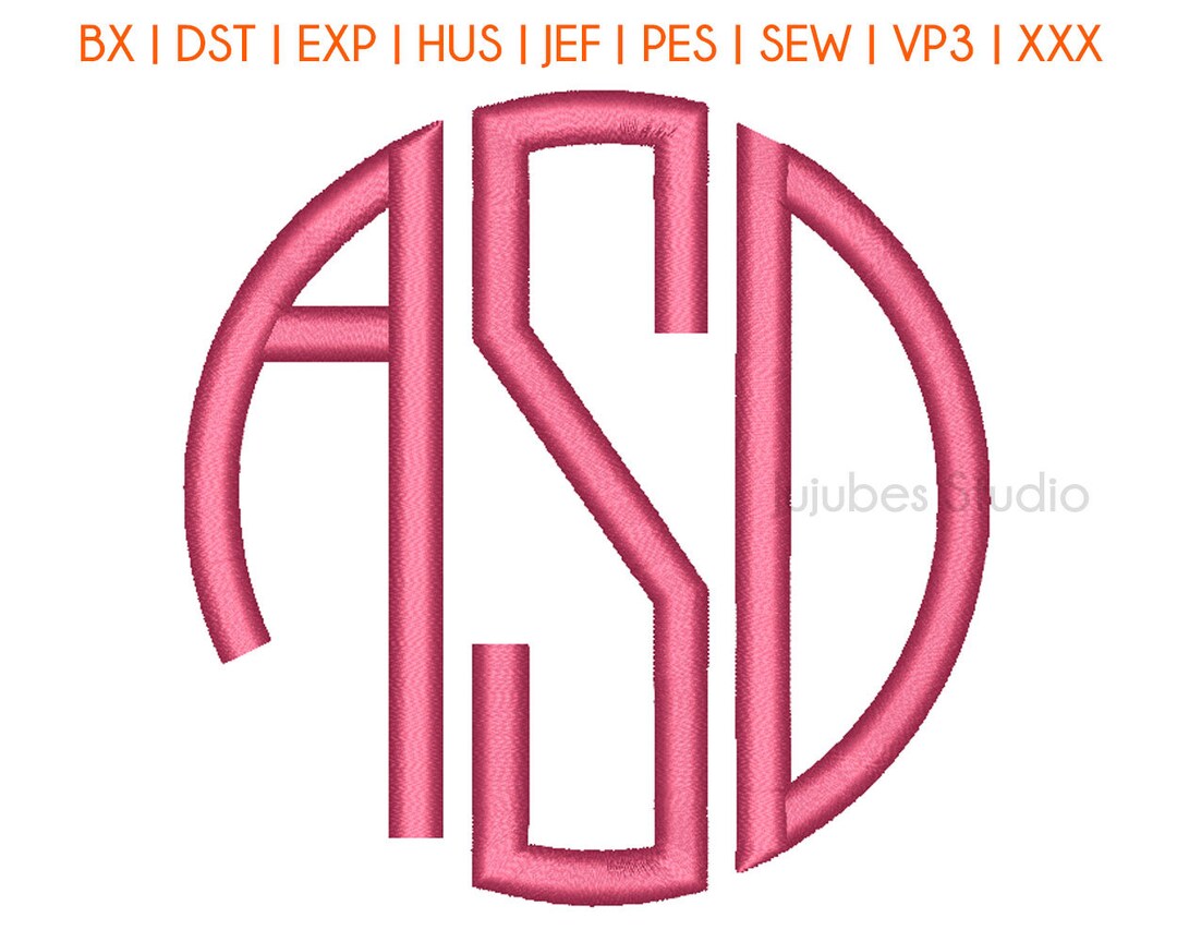 7 Sizes Circle Monogram Fonts, Embroidery Fonts BX, Embroidery Designs ...