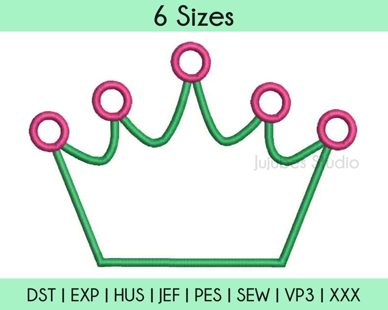6 Sizes Crown Applique Embroidery Designs, Crown Applique Design ...