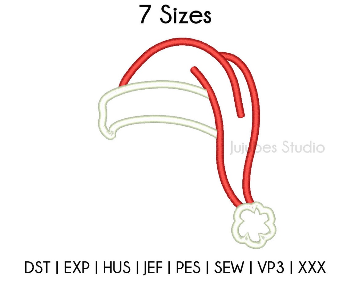 7 Sizes Santa Hat Monogram Applique Embroidery Designs, Santa Hat ...