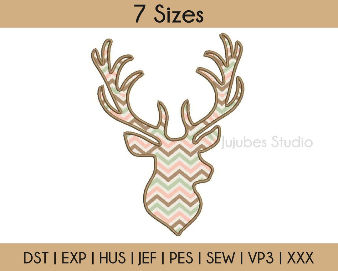 7 Sizes Rein Deer Head Applique Embroidery Designs, Deer Applique ...