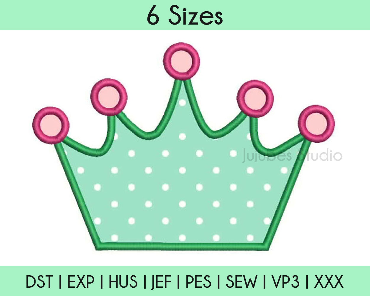 6 Sizes Crown Applique Embroidery Designs, Crown Applique Design ...
