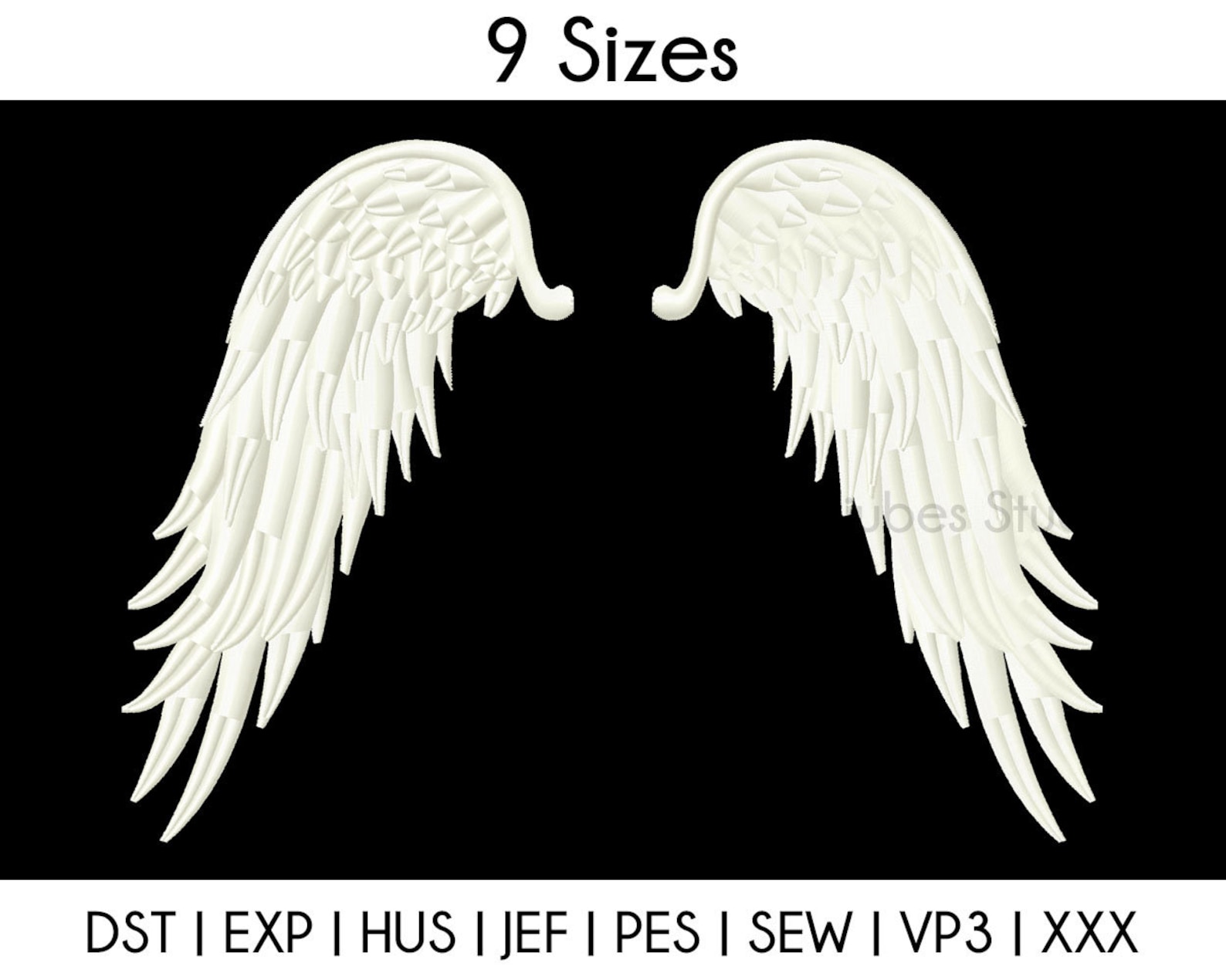 9 Sizes Angel Wings Embroidery Designs, Wing Embroidery Design, Machine ...